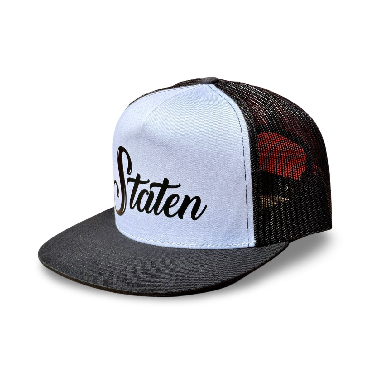 Staten Script Trucker Hat - Black – Richmond Hood Company